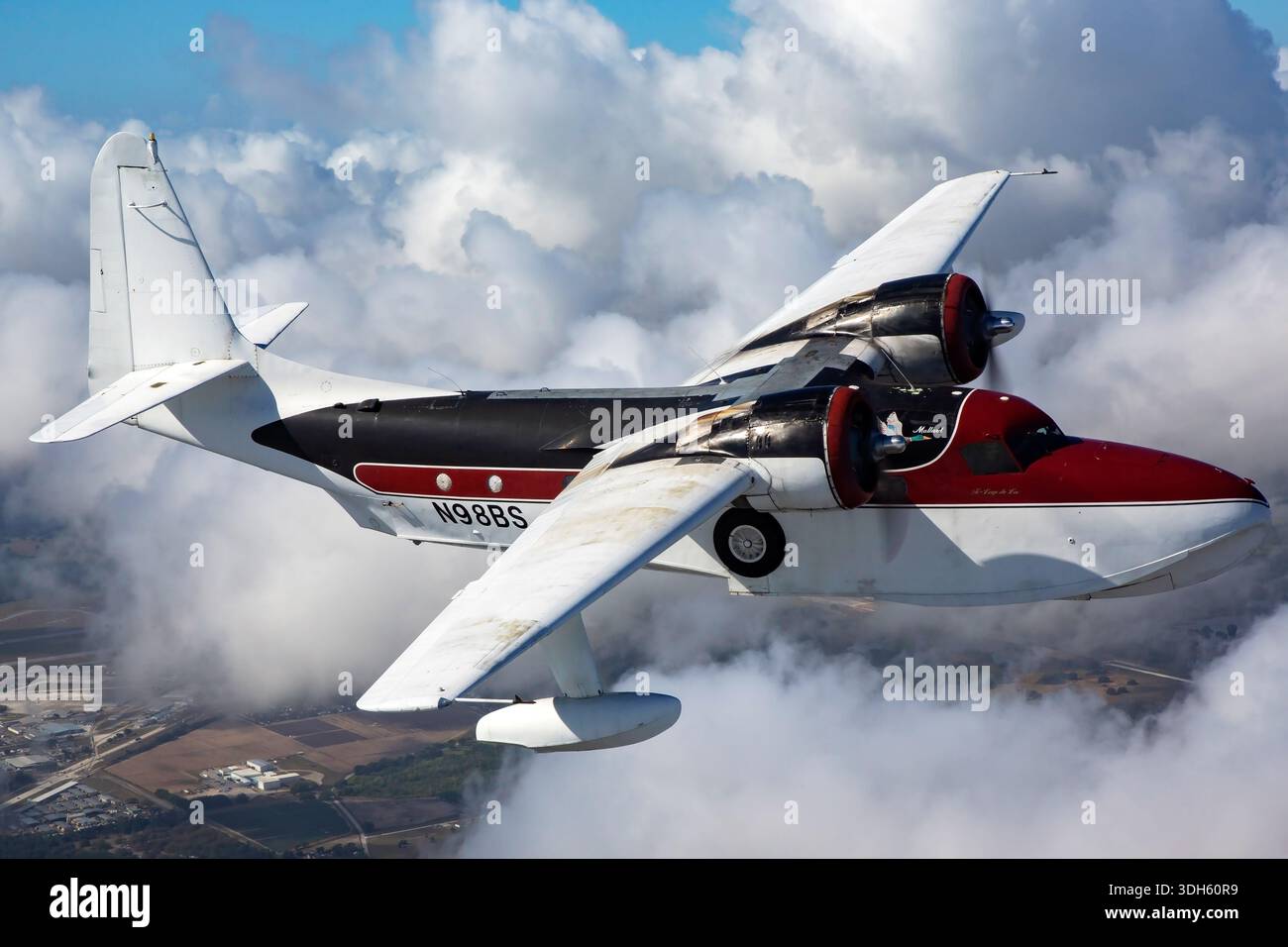 The Grumman G-73 Mallard, N98BS, serial J-18, Ti-Loup du Lac, is shown ...