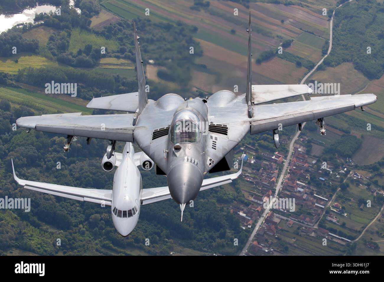 Air to air close up view of Serbian Air Force Mikoyan Gurevich MiG 29 ...