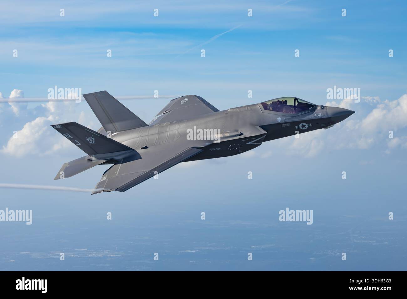 The F-35C Lightning II, aircraft NJ-452 of the U.S. Navy VFA-125 Rough ...