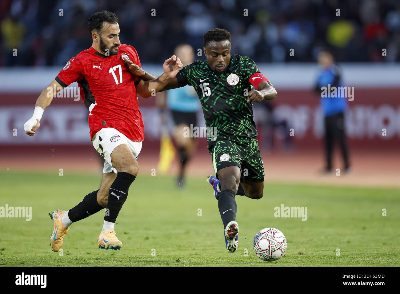 CASABLANCA - (l-r) Mohanad Lasheen of Egypt, Moses Simon of Nigeria ...