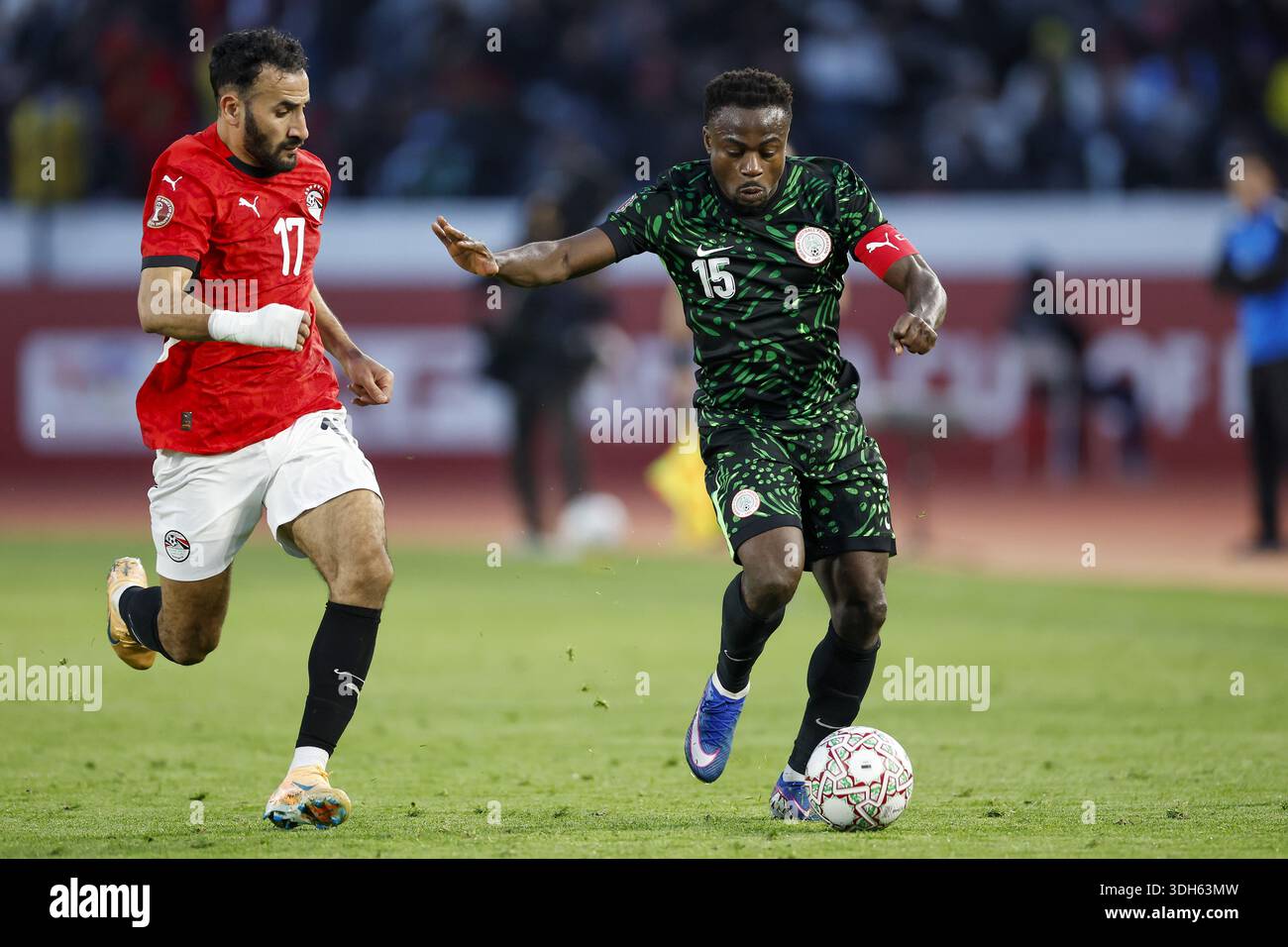 CASABLANCA - (l-r) Mohanad Lasheen of Egypt, Moses Simon of Nigeria ...