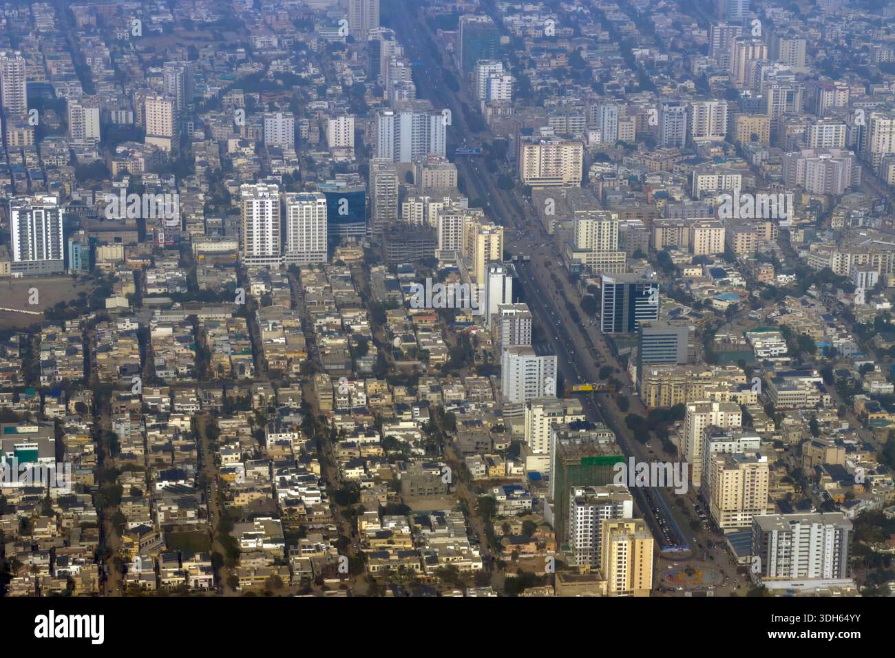 Karachi, Pakistan - January 05, 2026: Aerial flight window view of ...