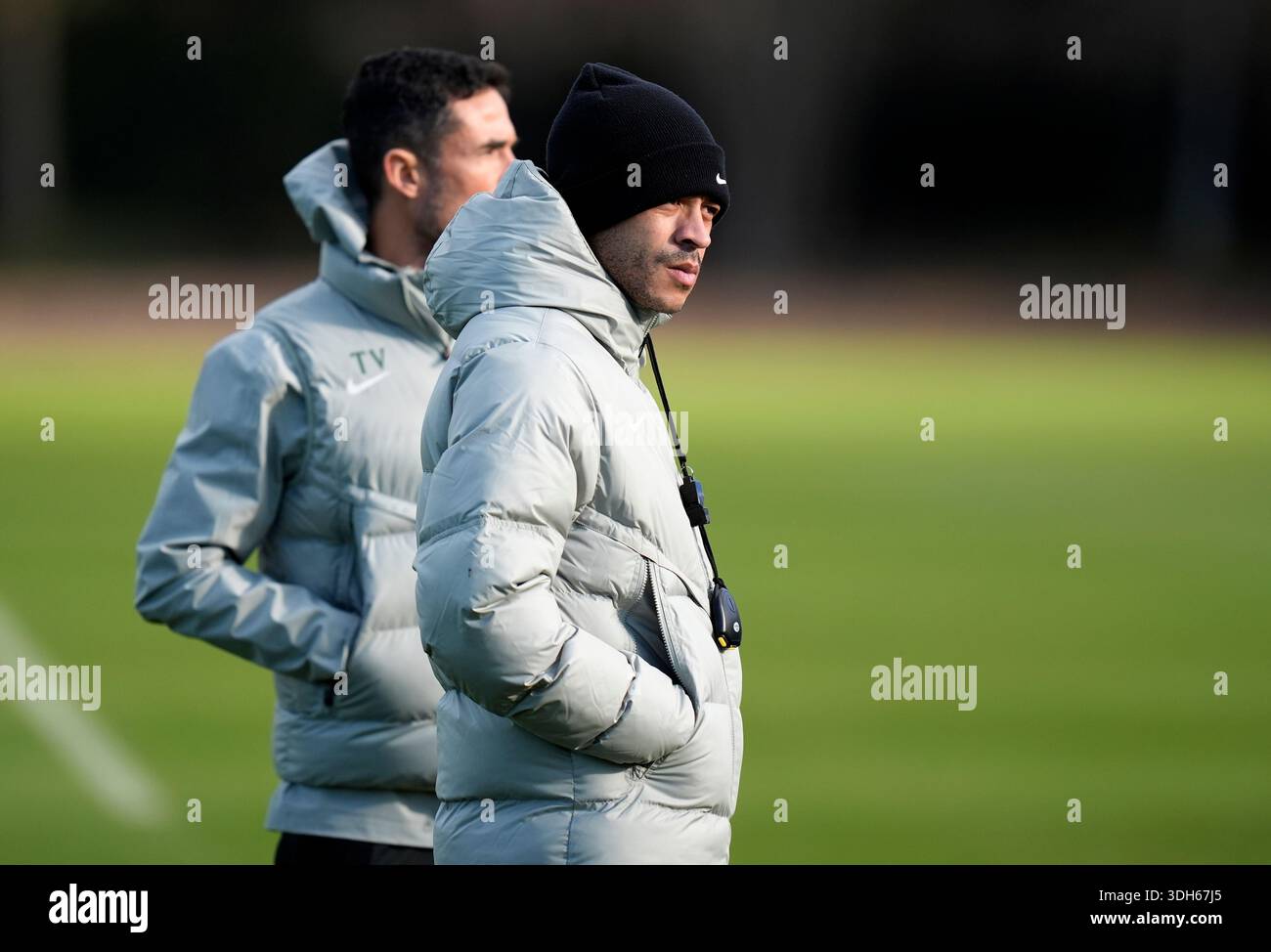 Chelsea manager Liam Rosenior during a training session at Cobham ...