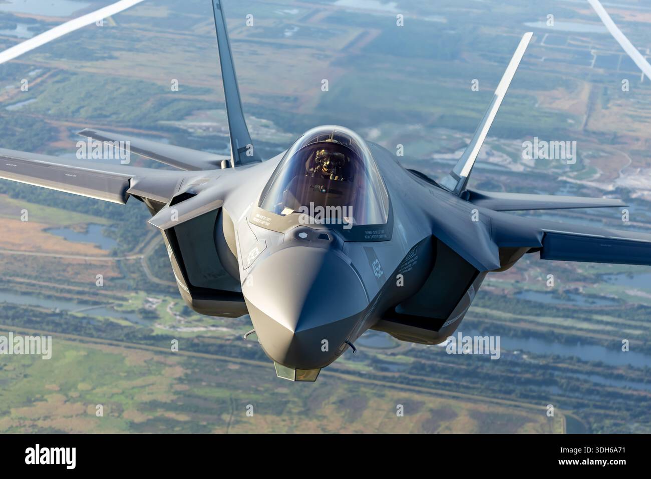 The F-35C Lightning II NJ-452 of the U.S. Navy, flown by VFA-125 Rough ...