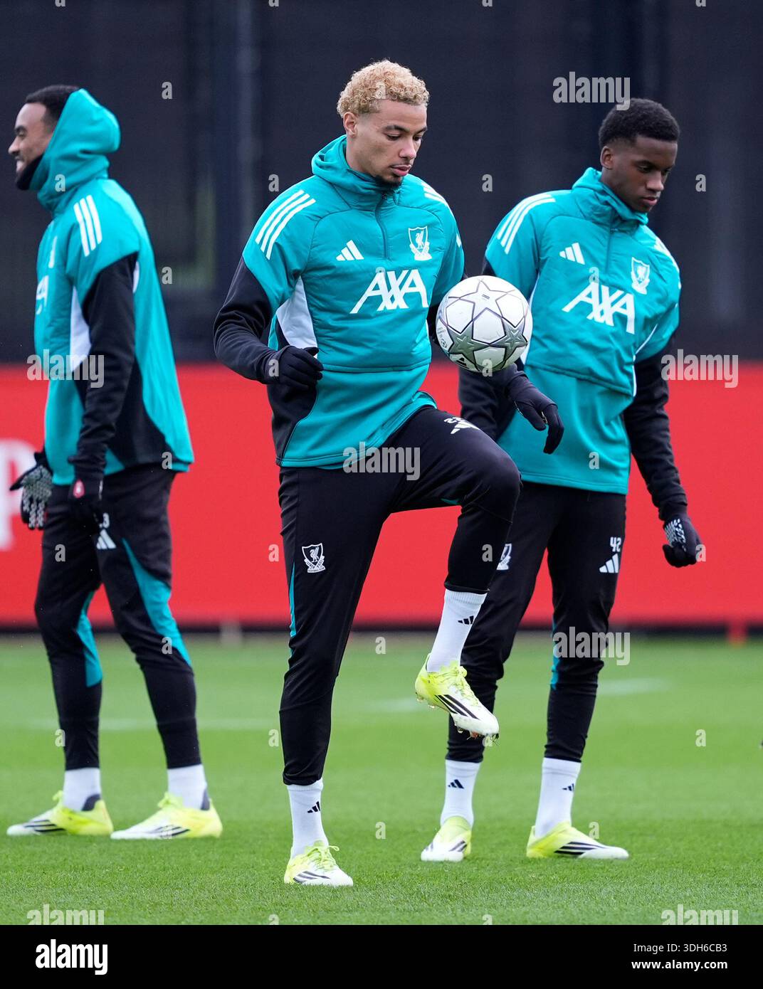 Liverpool's Hugo Ekitike during a training session at the AXA Training ...