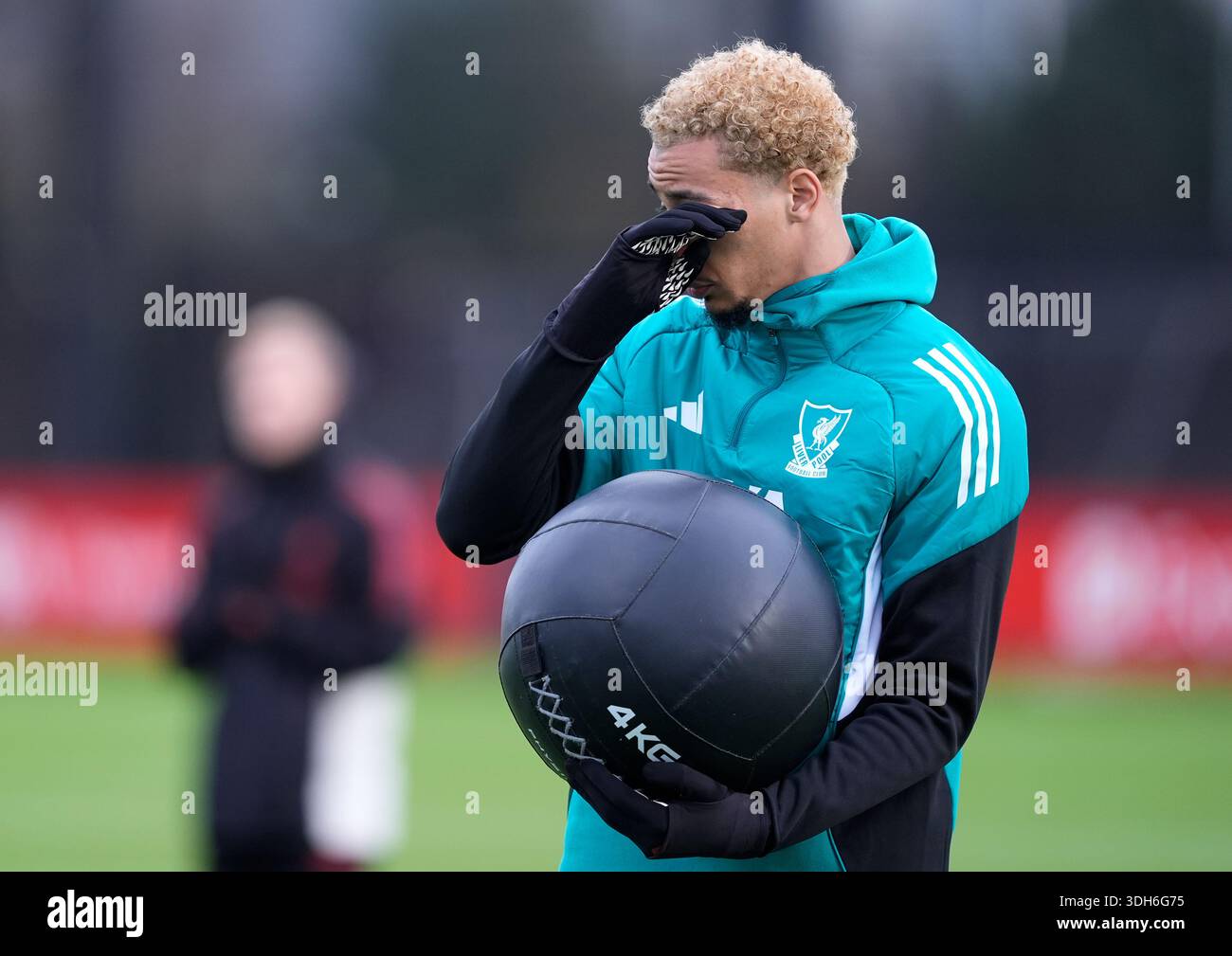 Liverpool's Hugo Ekitike during a training session at the AXA Training ...