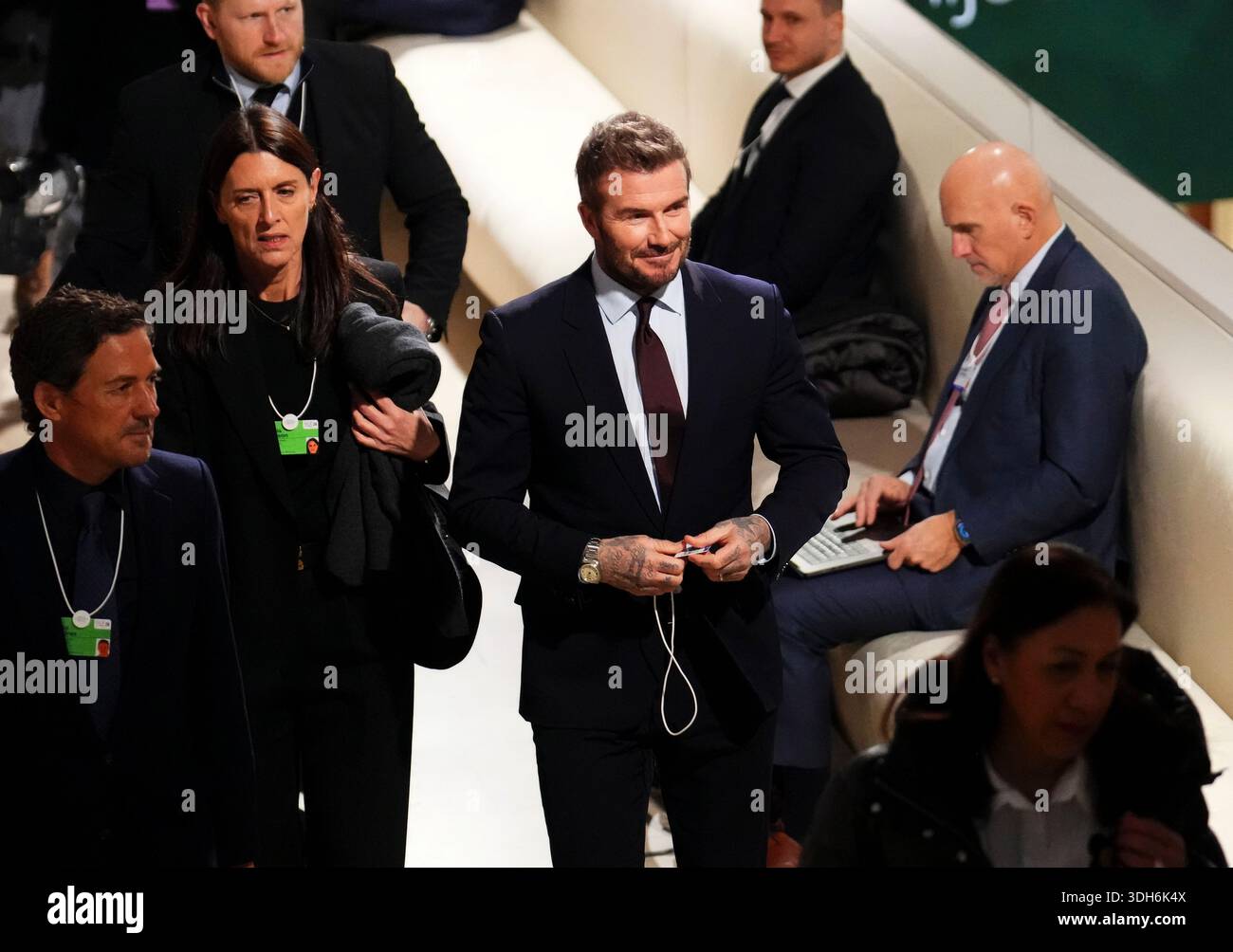 David Beckham, middle, attends the World Economic Forum in Davos ...