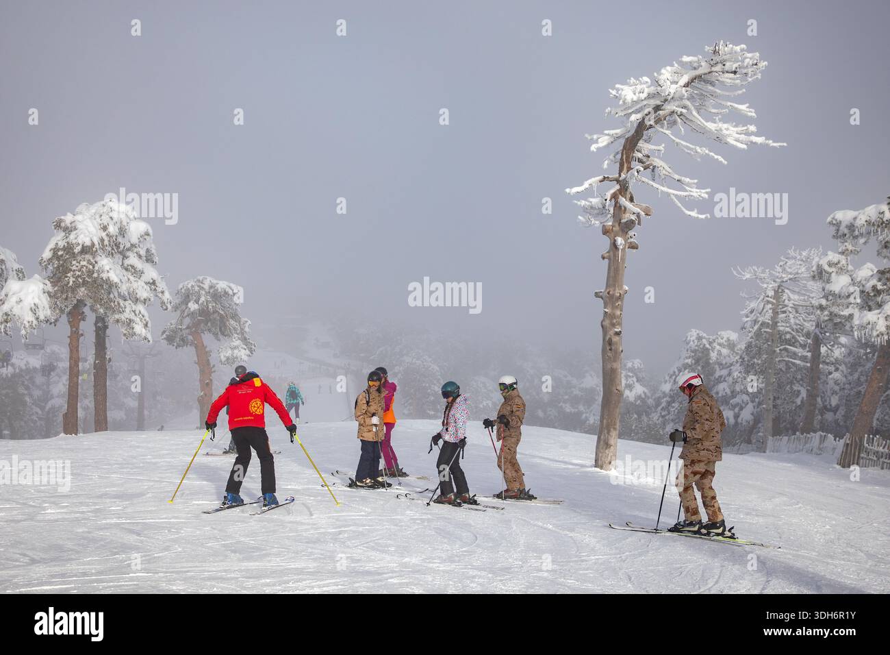 People skiing during the ski season in Navacerrada, on 20 January 2026 ...