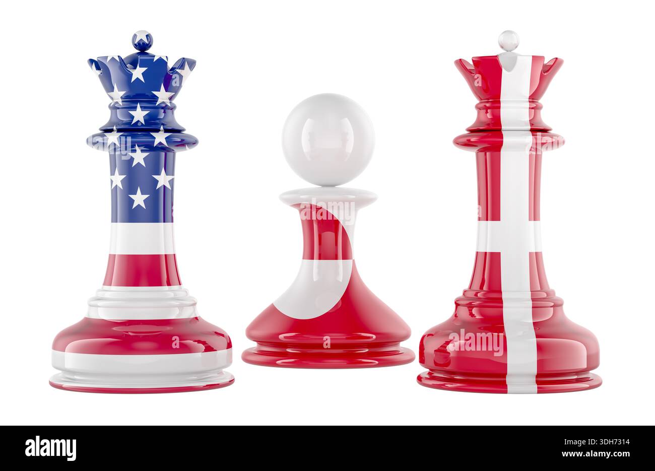 USA and Denmark chess kings with Greenland pawn, geopolitics concept ...