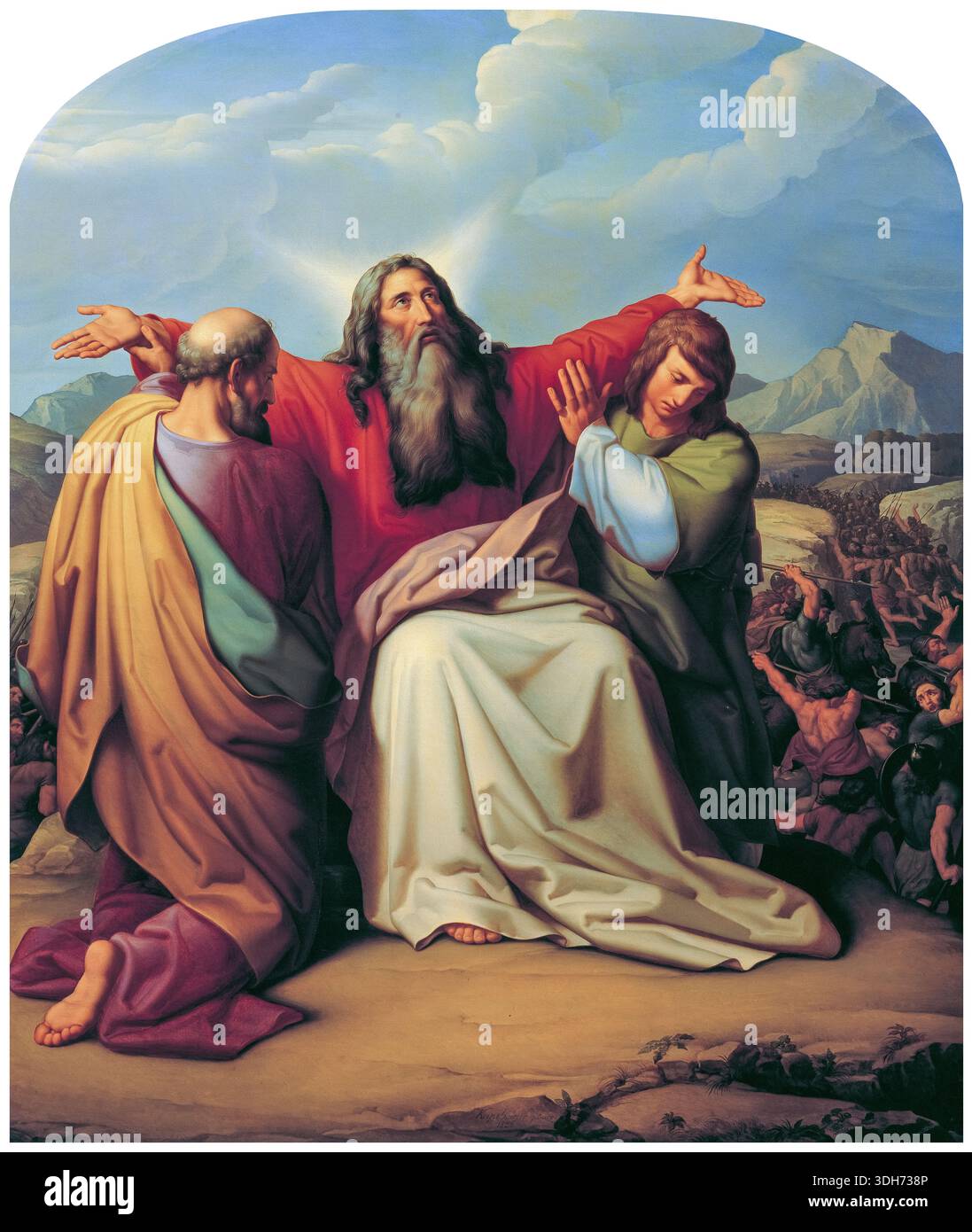 Moses Praying For Victory supported by Aaron and Hur on Mount Horeb ...
