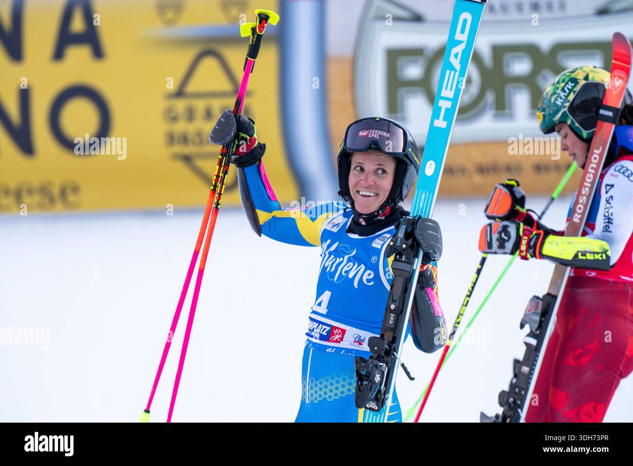 Kronplatz, Italy. 20th Jan, 2026. Sara Hector (SWE) celebrating the ...