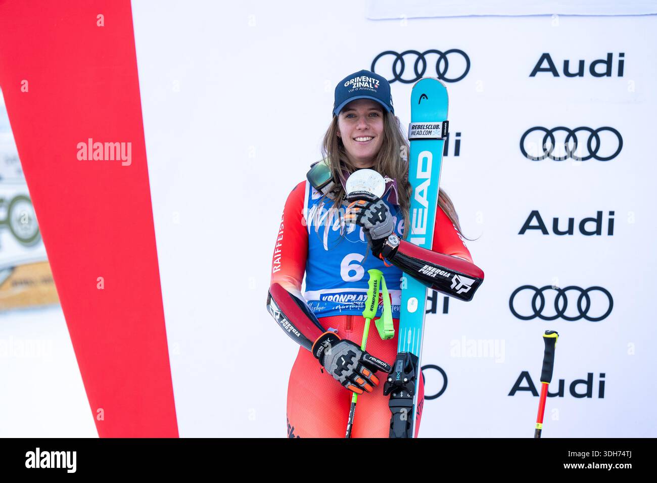 Kronplatz, Italy. 20th Jan, 2026. Camille Rast (SUI) on the podium ...
