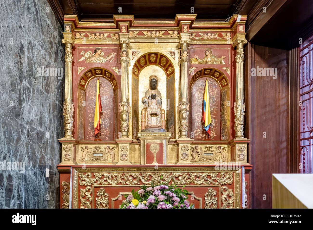 Ornate gilded altar inside Monserrate Sanctuary in Bogota, featuring ...