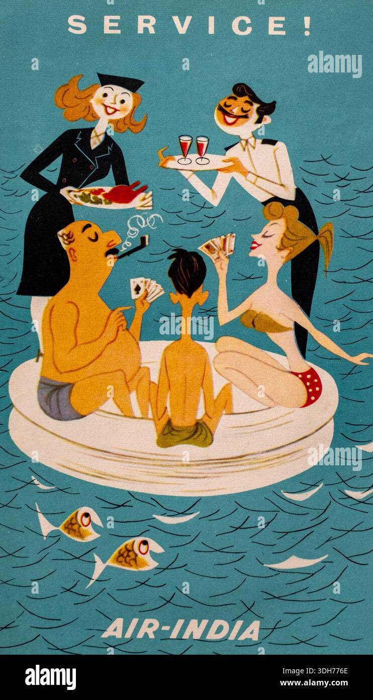 Vintage 1970s Air India Passenger Inflight Drinks Service Leaflet Stock ...