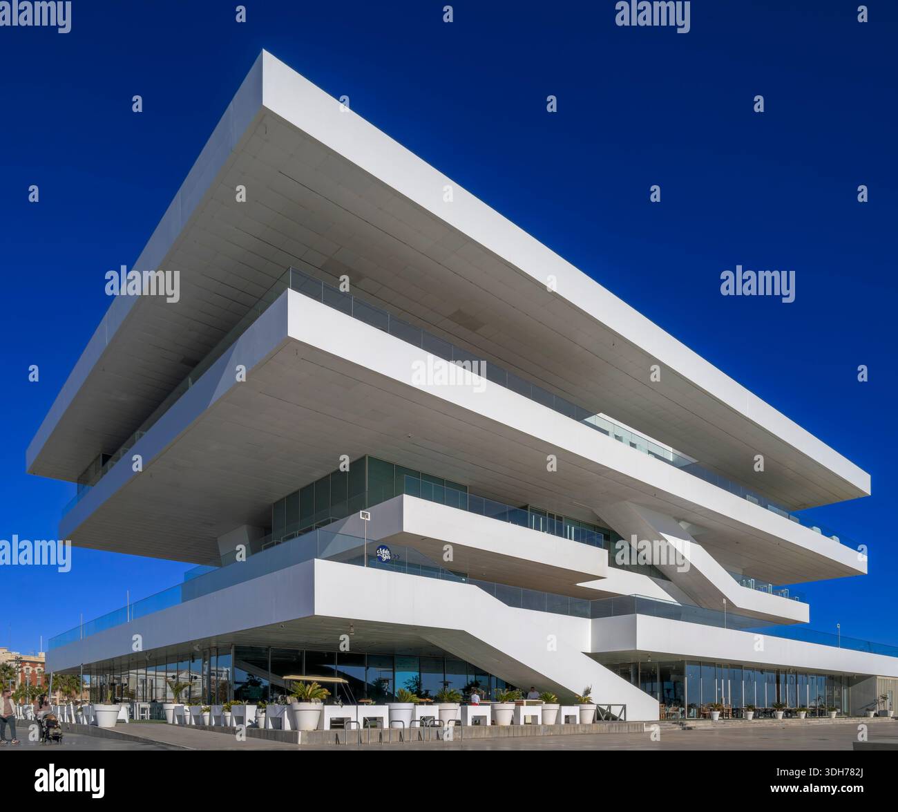 The dramatic America's Cup building built at the marina in Valencia ...