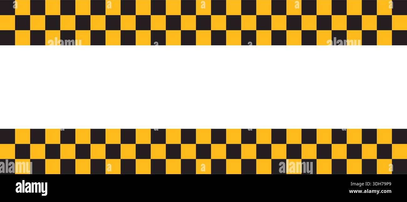 Top and bottom borders with checkered black and yellow print and blank ...