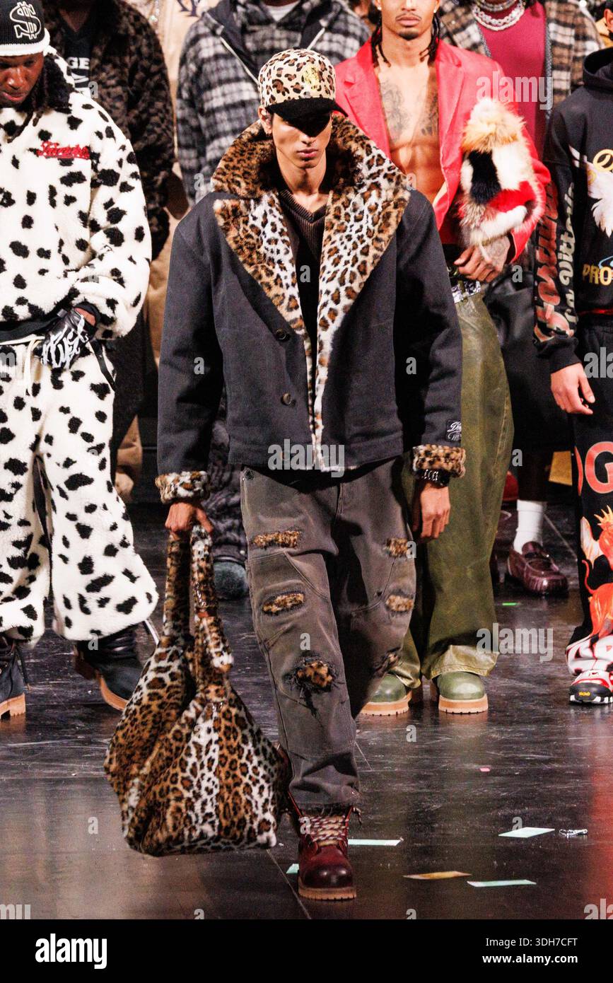 A model walks the runway at the PDF fashion show during the Milan ...