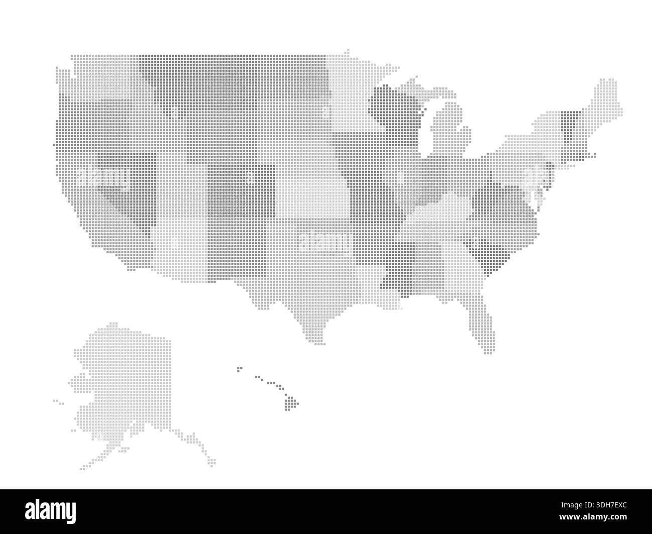 This pixel map outlines the geographical boundaries of the United ...