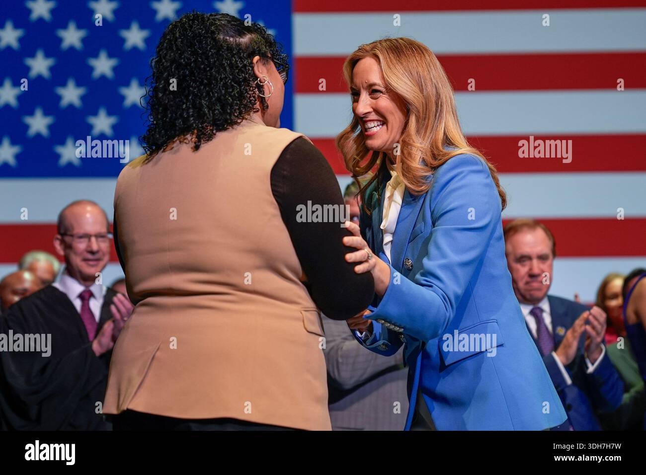 New Jersey Governor-elect Mikie Sherrill greets supporters as she ...