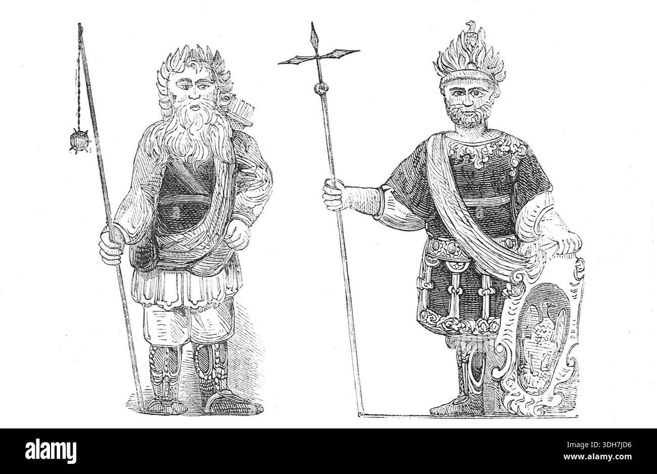 Figures of Gog and Magog, London Guildhall, set up after the great fire ...