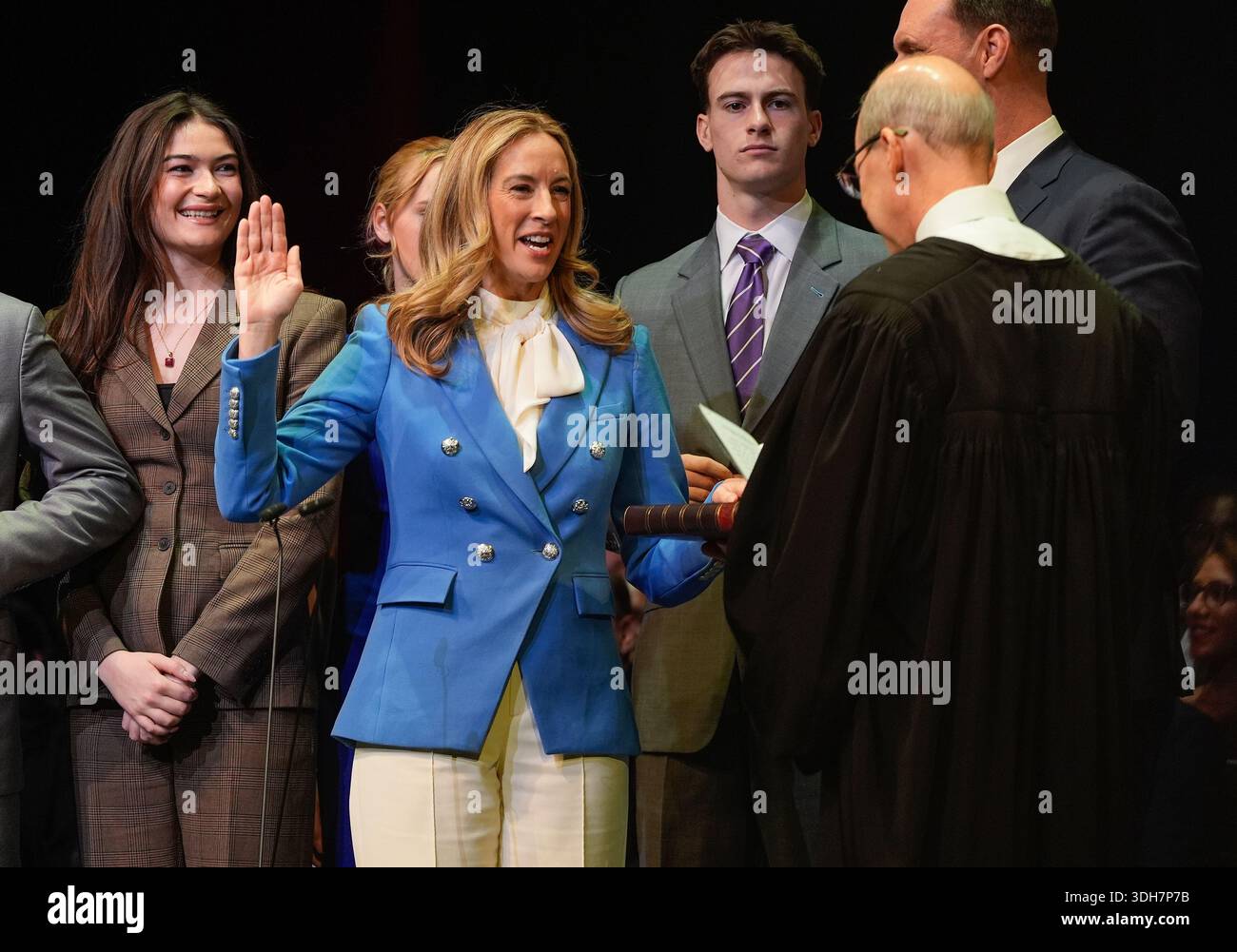 New Jersey Gov. Mikie Sherrill takes the oath of office during an ...