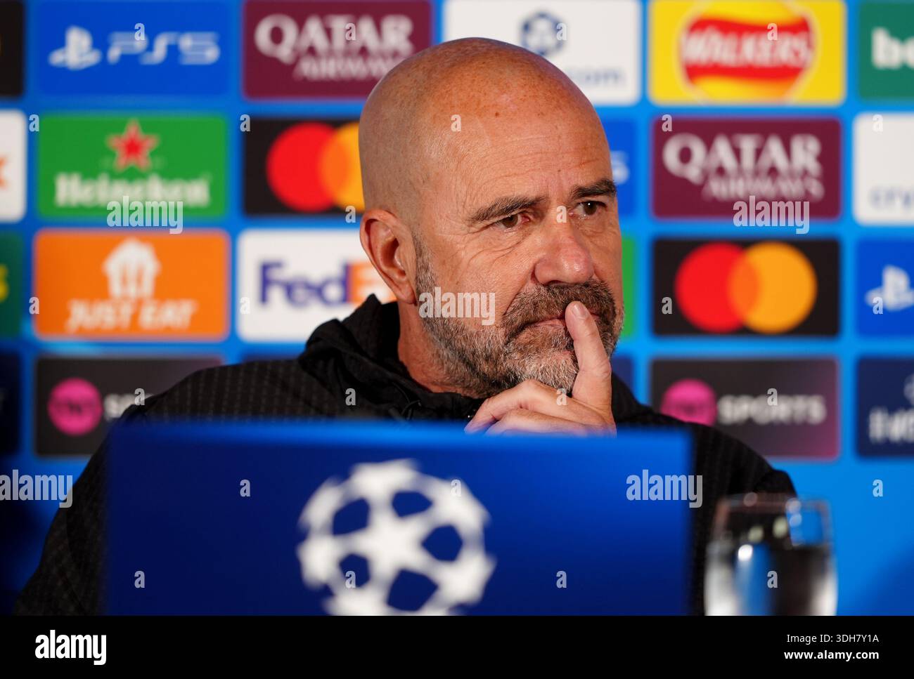 PSV Eindhoven manager Peter Bosz during a press conference at St James ...
