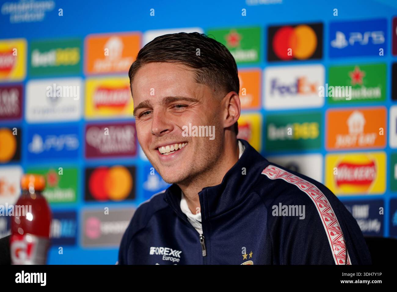 PSV Eindhoven's Joey Veerman during a press conference at St James ...