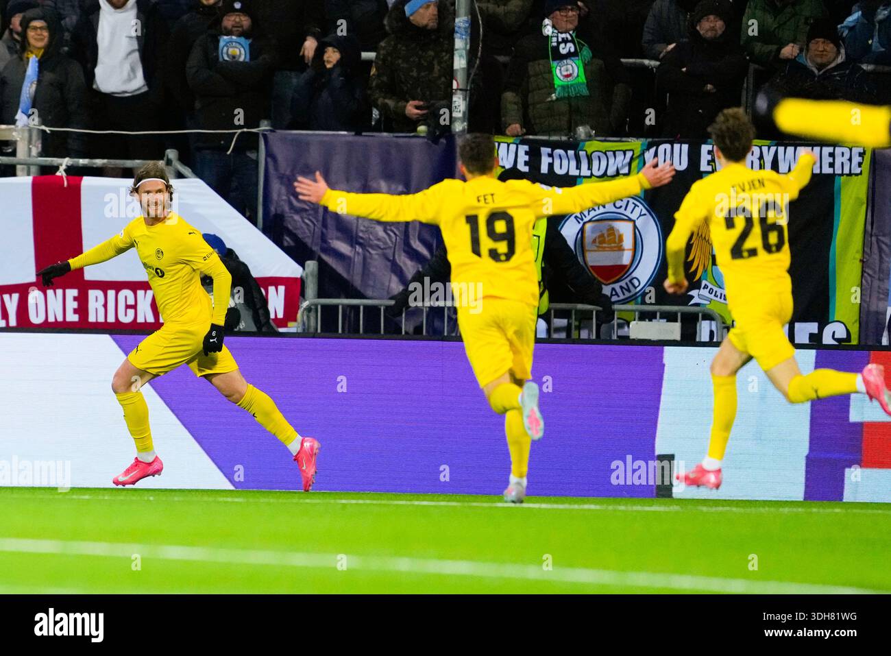 Bodø 20260120. Bodø/Glimt's Kasper Høgh scores in the Champions League ...
