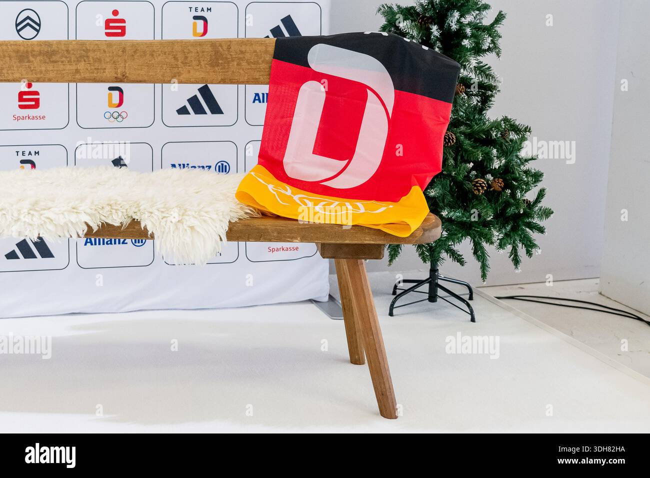 German flag / Germany flag with Logo Team Germany on a bench GER, DOSB ...
