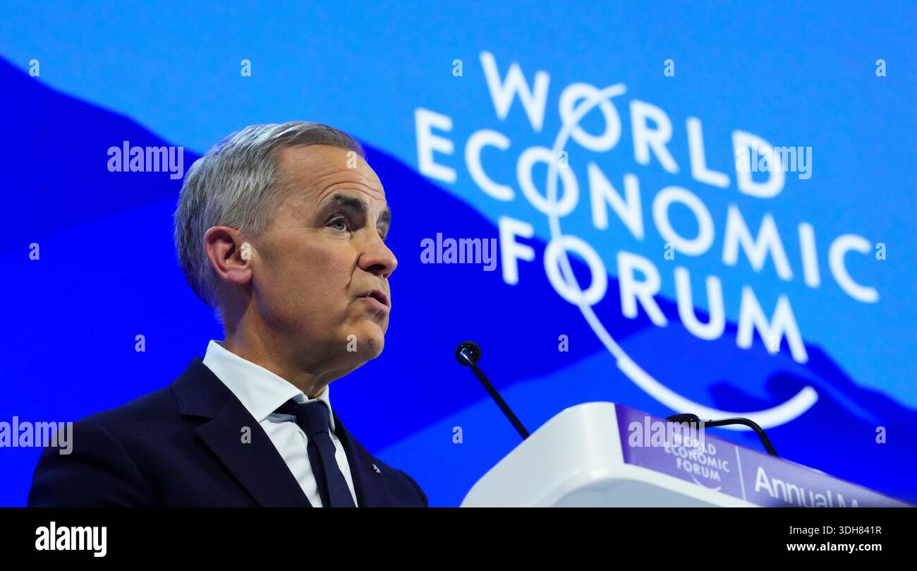 Davos, Switzerland. 20th Jan, 2026. Prime Minister Mark Carney delivers ...