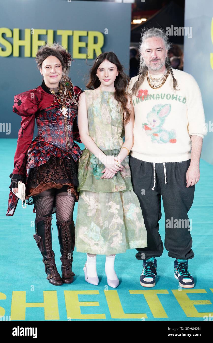 Bodhi Rae Breathnach (centre) attends the premiere of Shelter, at ...