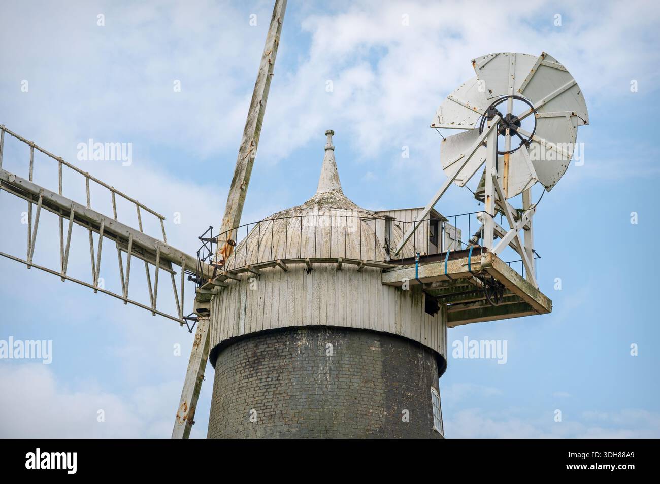 The restored 19th Century Bircham Windmill, a five storey tower ...