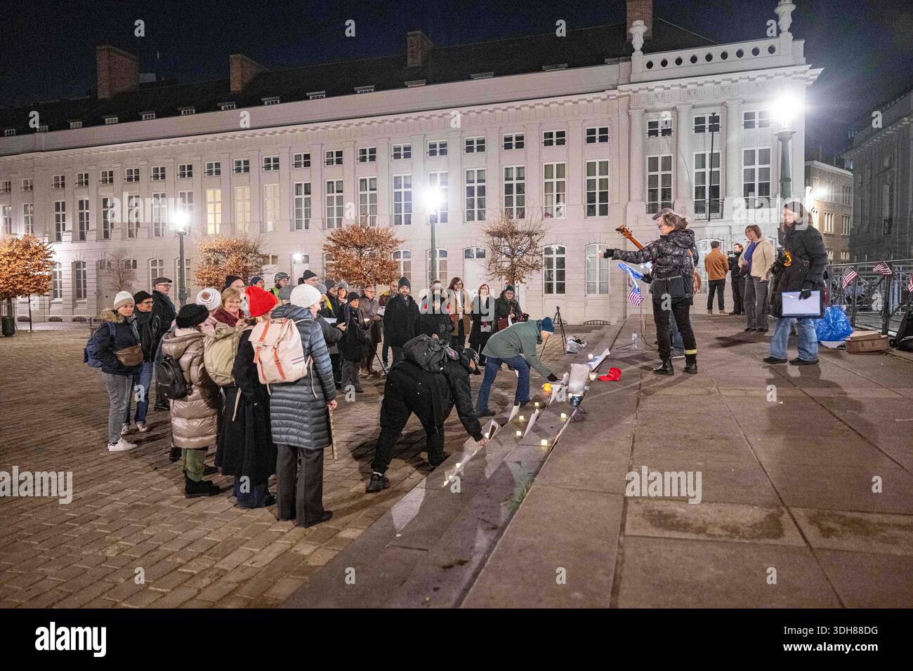 Attendants are pictured during a wake organized by Democrats Abroad ...