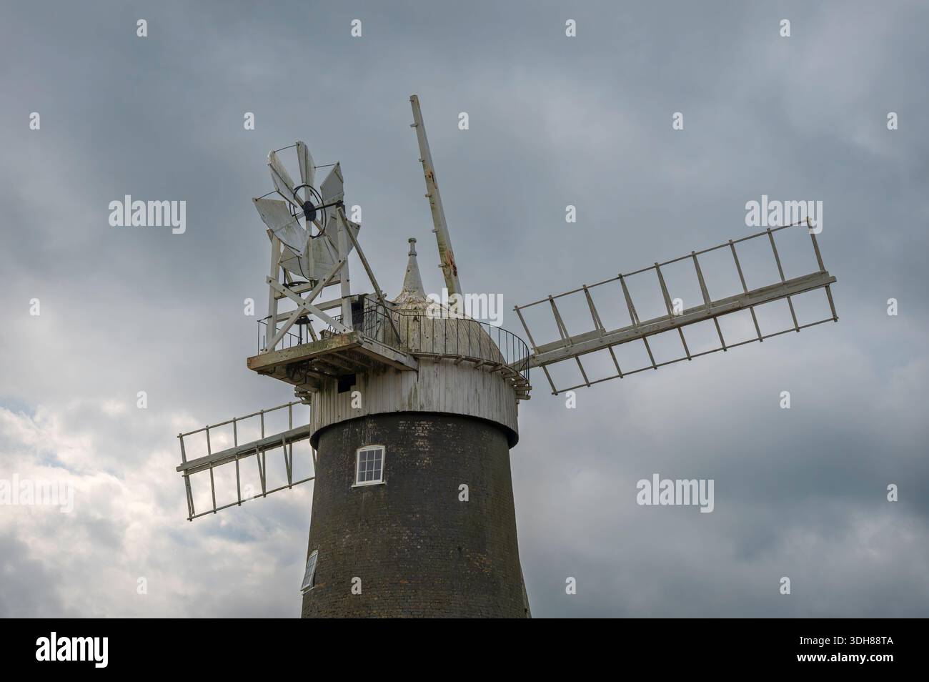 The restored 19th Century Bircham Windmill, a five storey tower ...