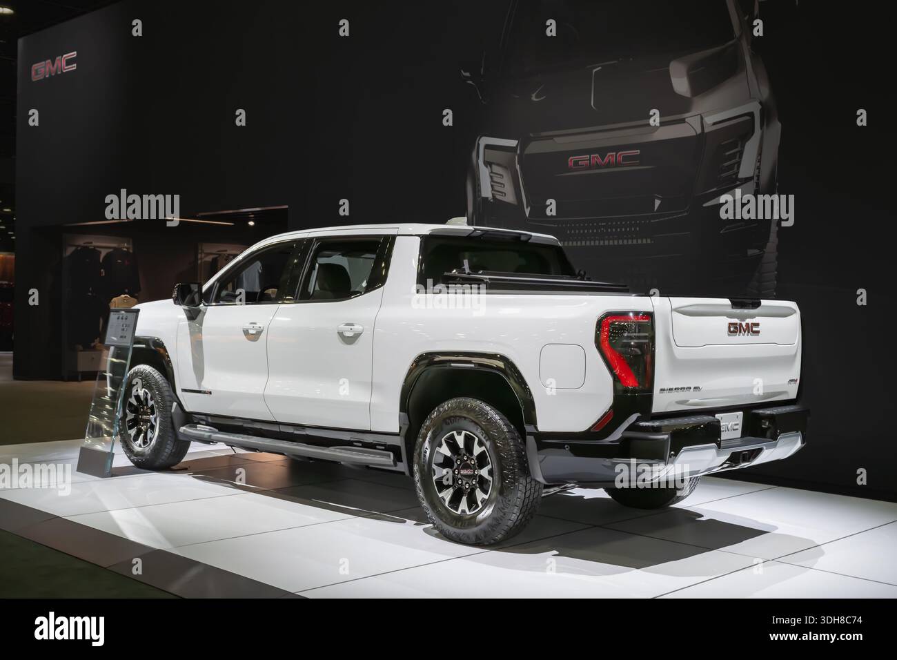 DETROIT, MI/USA - JANUARY 14, 2026: A 2026 GMC Sierra EV AT4 truck ...