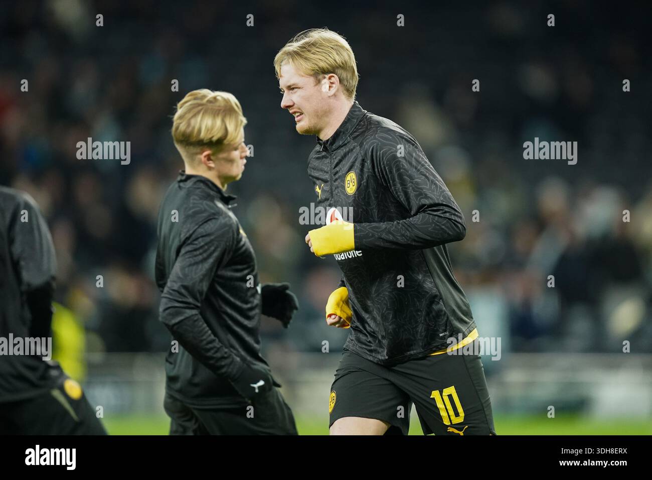 Julian Brandt of Borussia Dortmund warming up prior to the Tottenham ...
