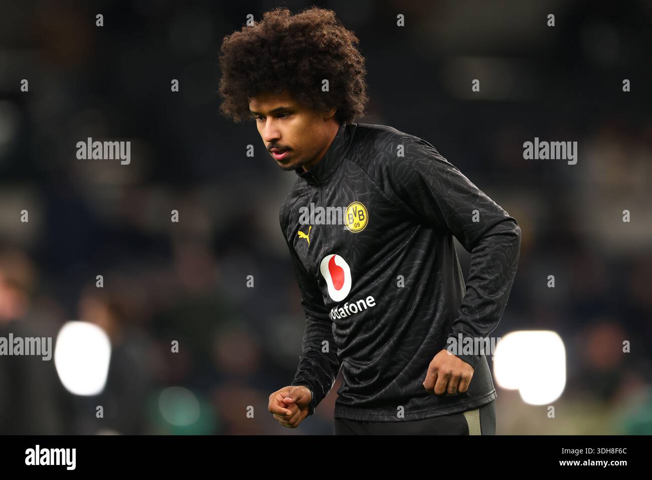 Karim Adeyemi of Borussia Dortmund during the pre-match warm-up ...