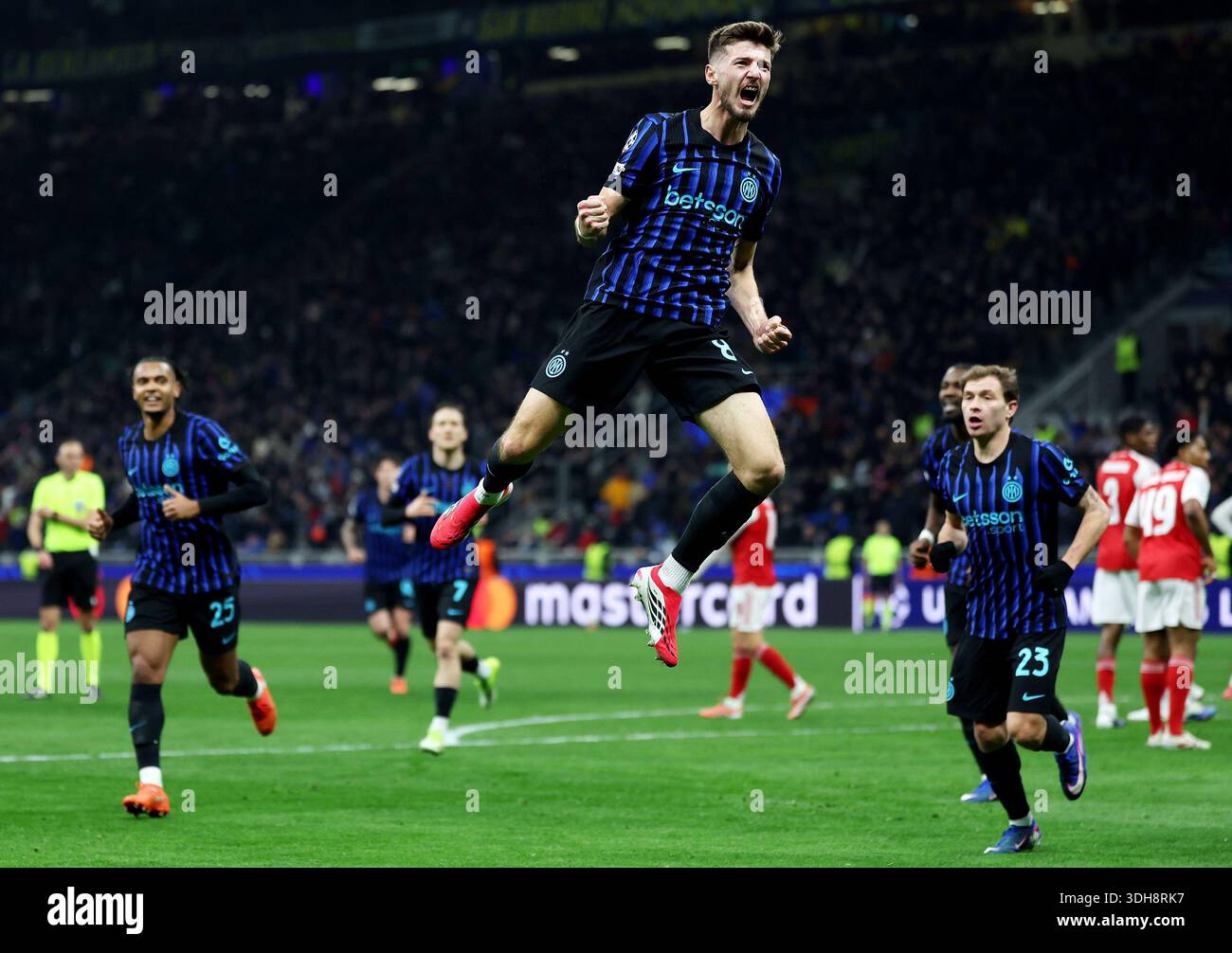 Inter Milan's Petar Sucic (centre) celebrates scoring their side's ...