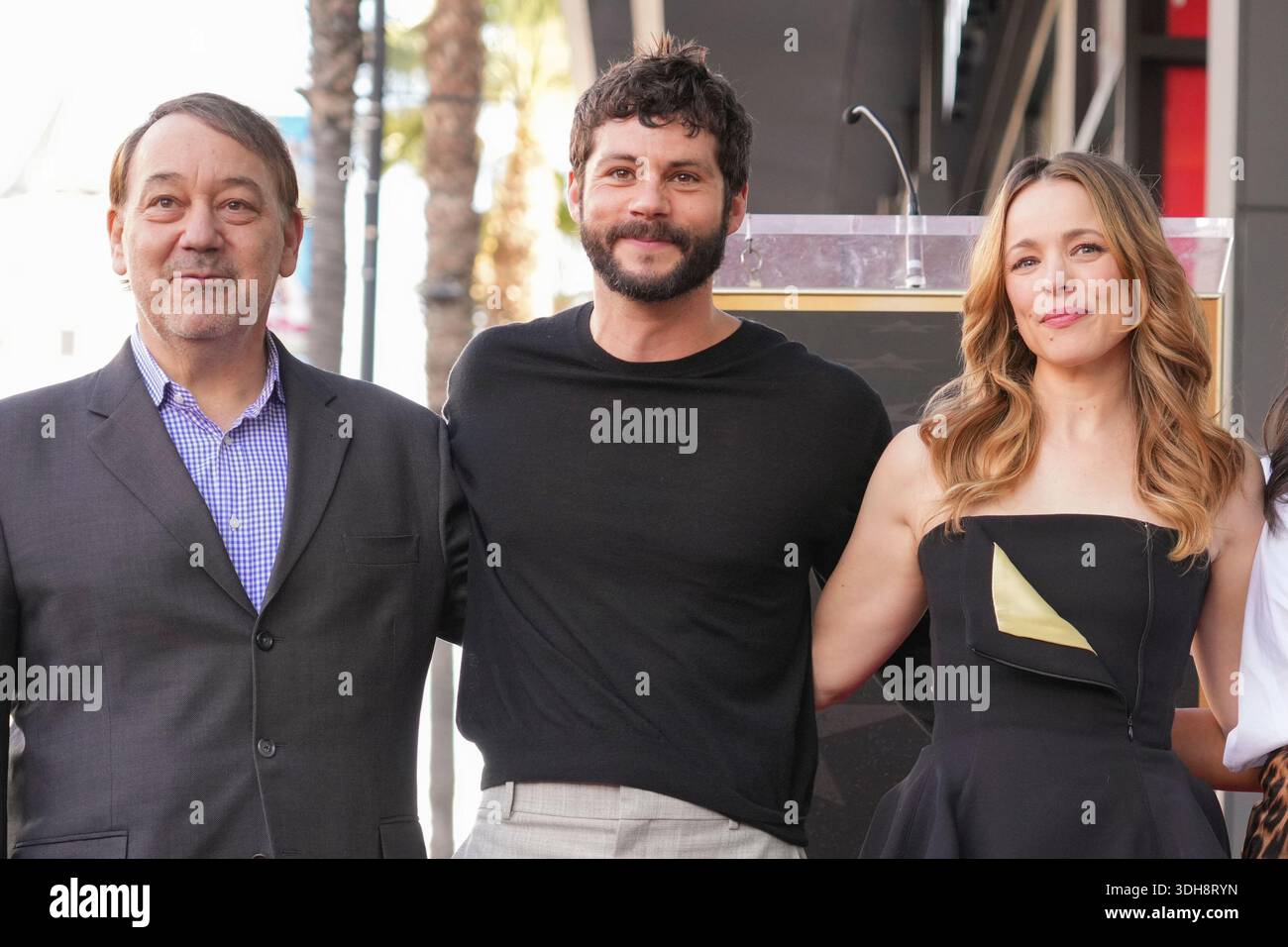 Sam Raimi, from left, Dylan O'Brien, and Rachel McAdams attend a ...