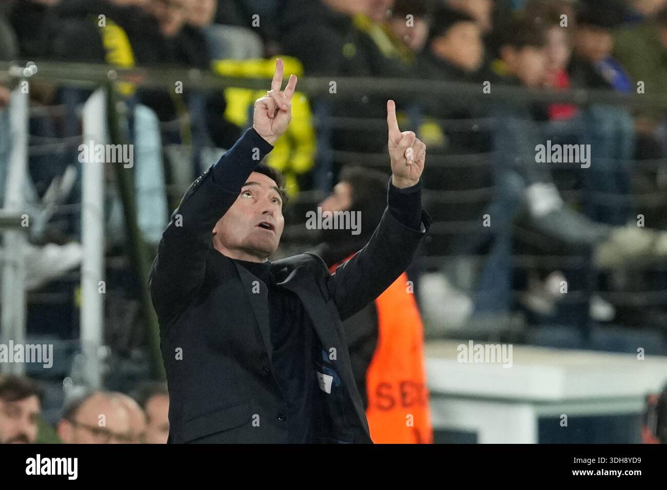 Villareal's coach Marcelino reacts during the Champions League opening ...