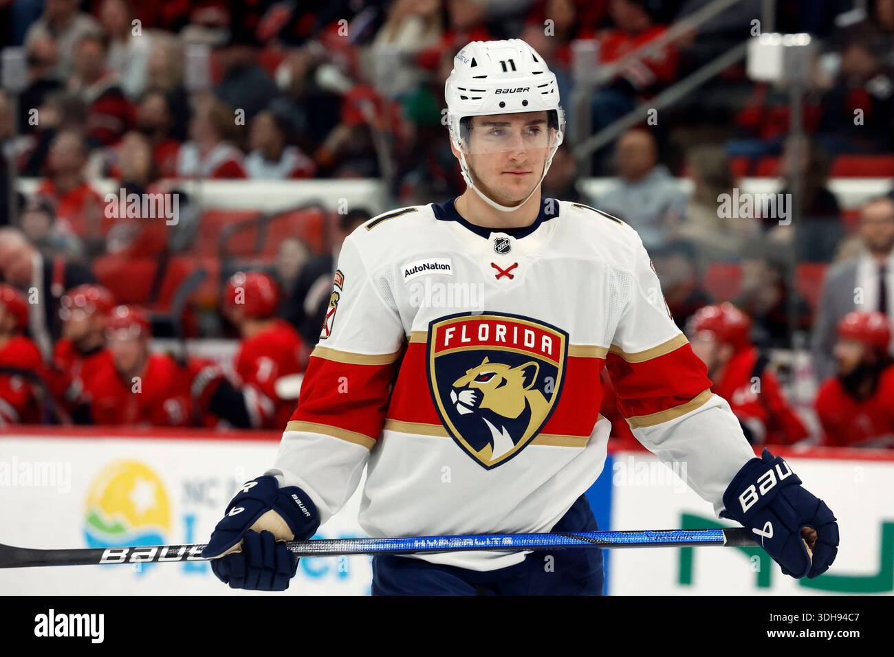 Florida Panthers' MacKie Samoskevich (11) waits for a face-off against ...