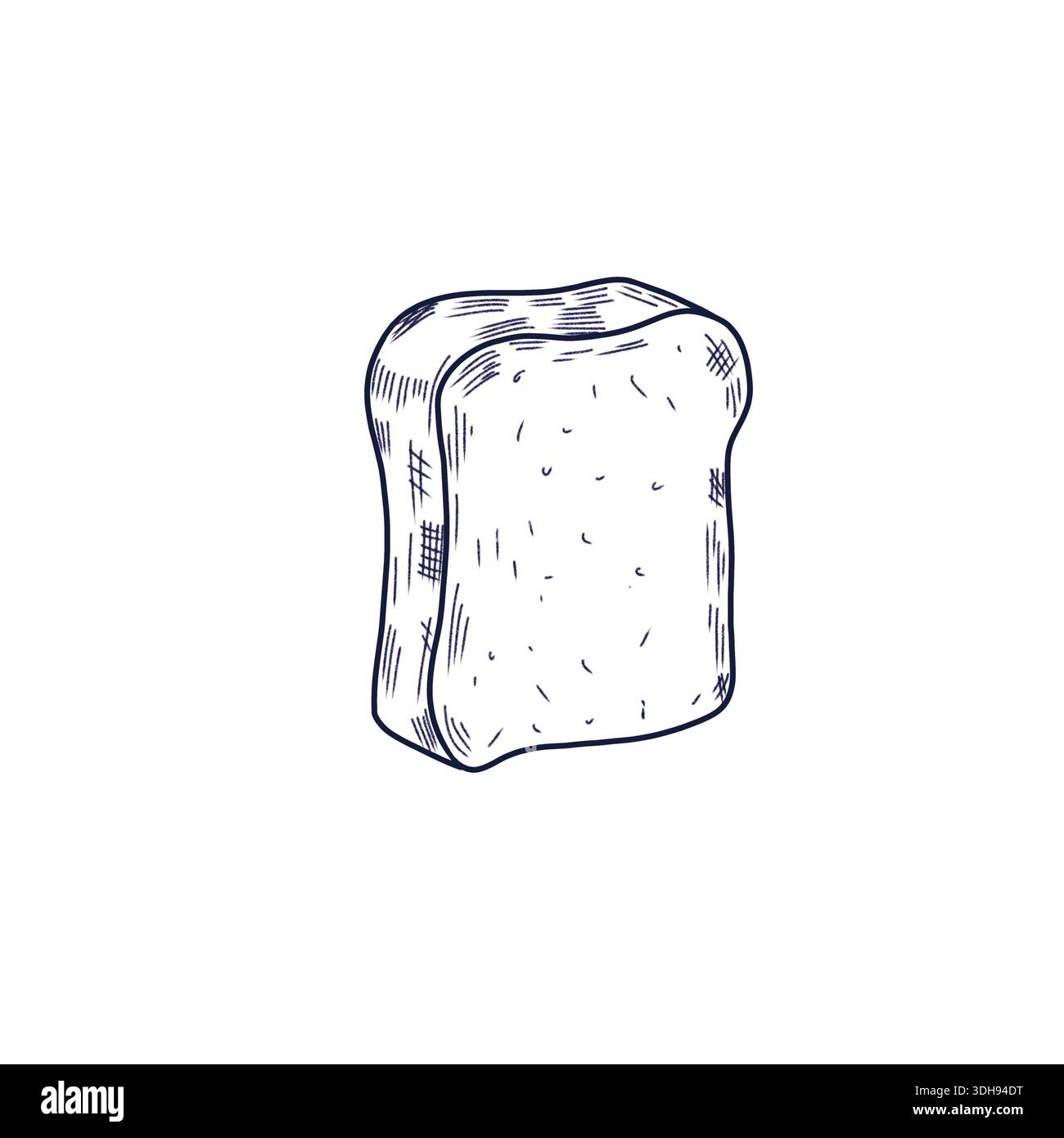 Fine line digital illustration of a slice of sandwich bread, minimalist ...
