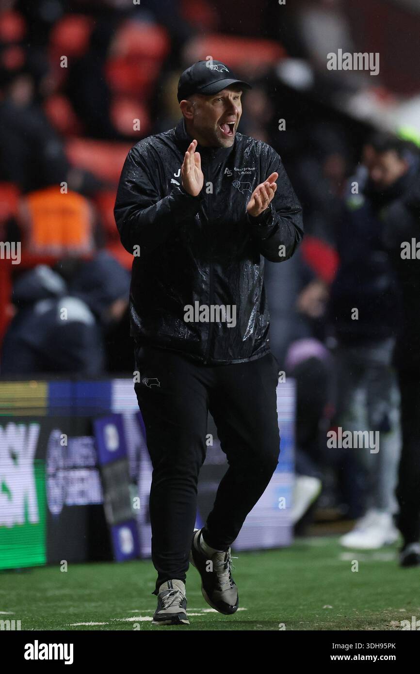 Derby County manager John Eustace during the Sky Bet Championship match ...