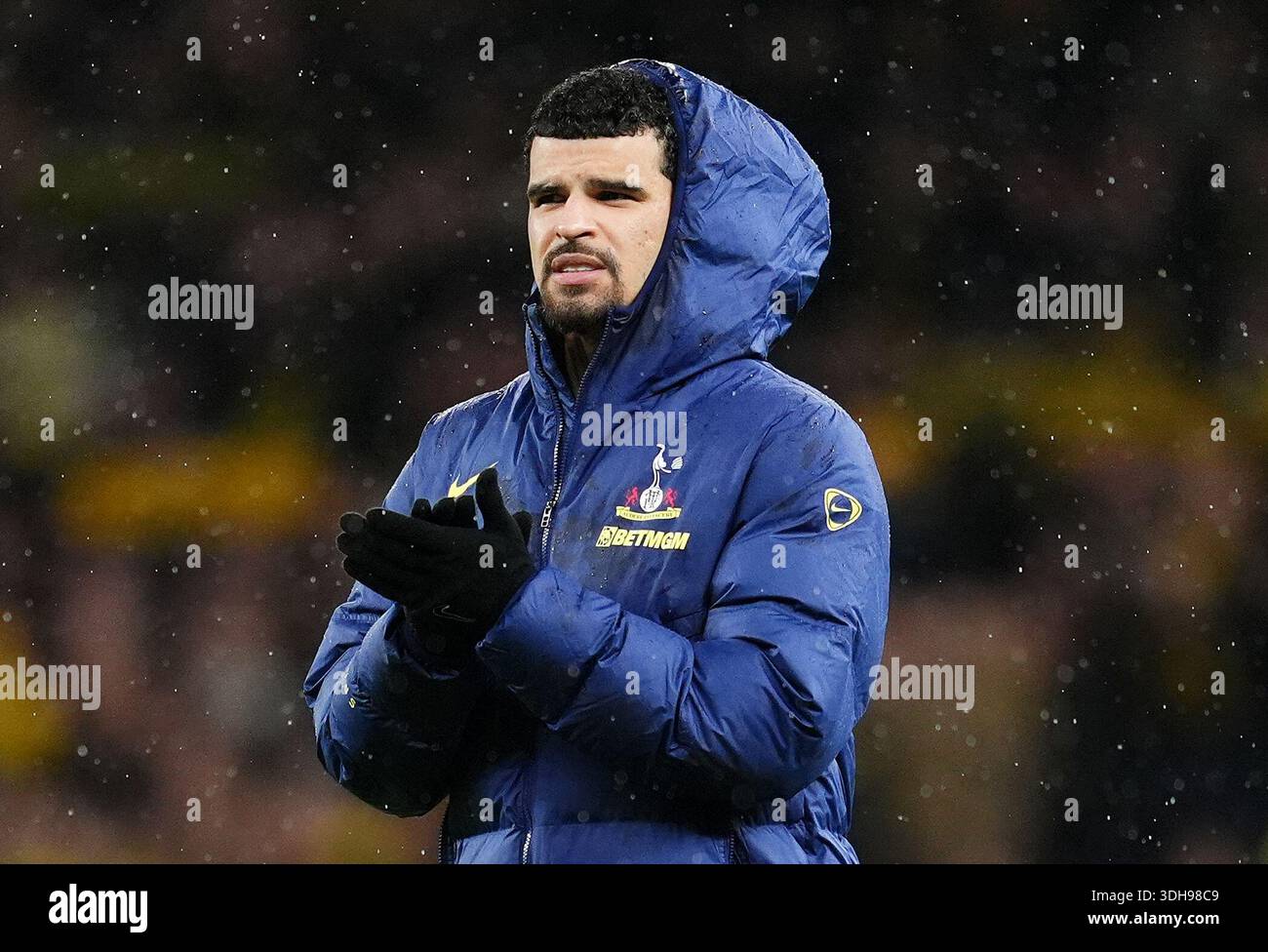 Tottenham Hotspur's Dominic Solanke applauds the fans after the UEFA ...