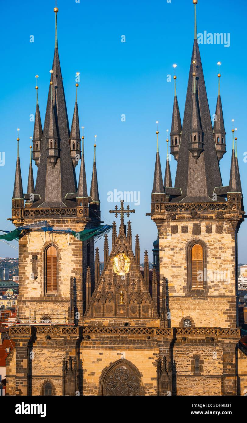 Sunset Gothic Towers, Old Town Gothic Architecture With Illuminated ...