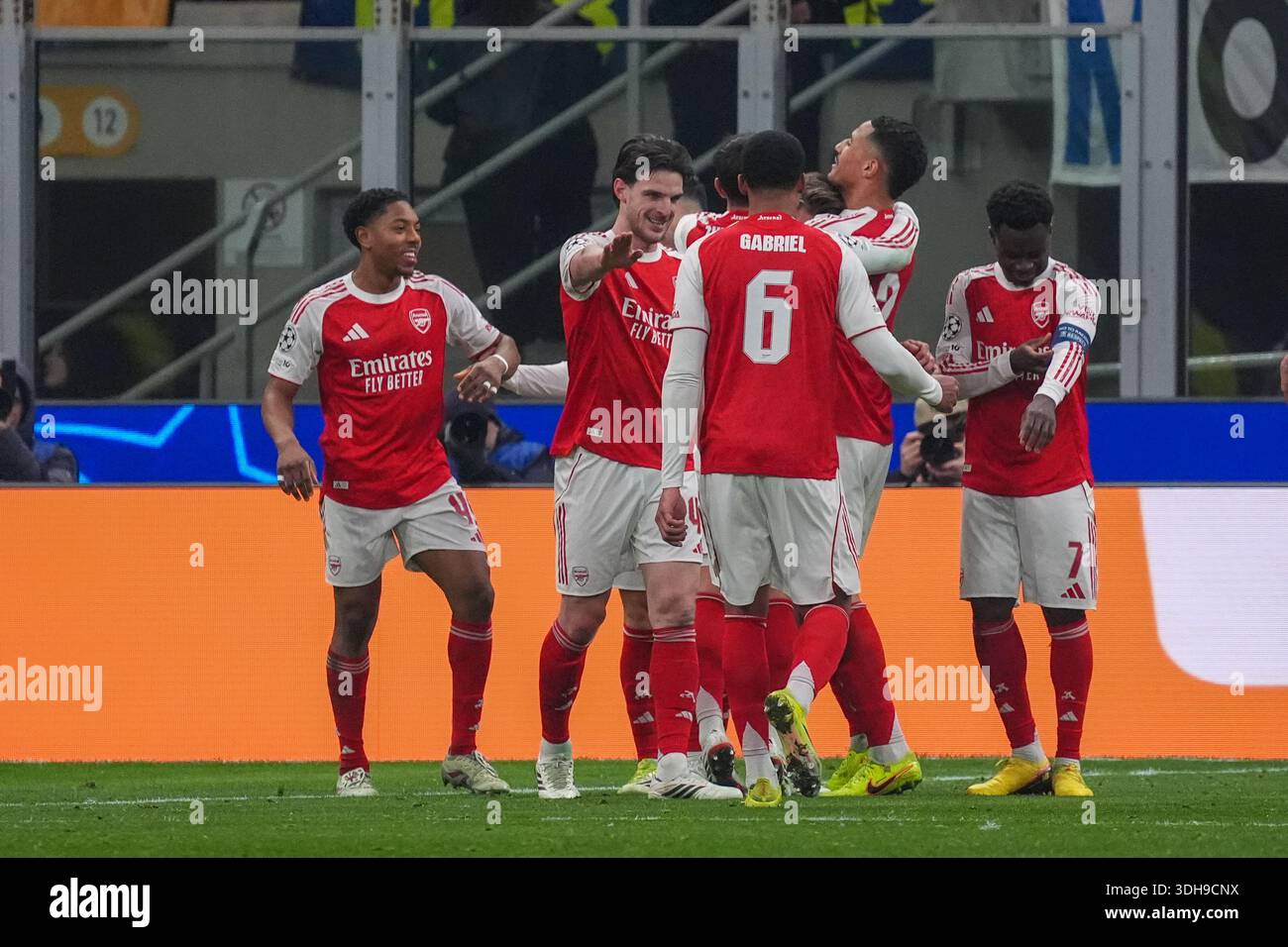 Team of Arsenal FC goal celebrate during the UEFA Champions League ...