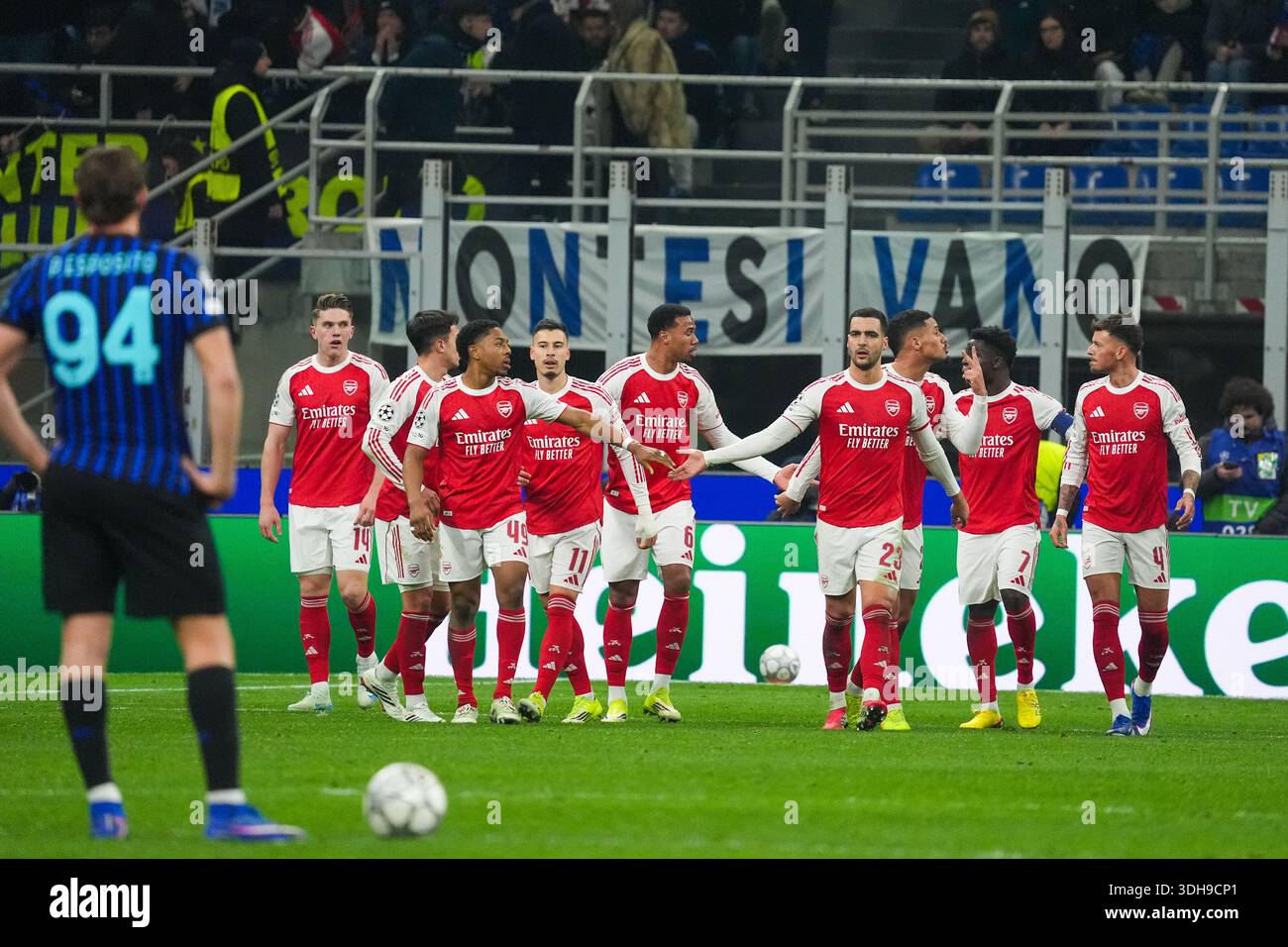 Team of Arsenal FC goal celebrate during the UEFA Champions League ...
