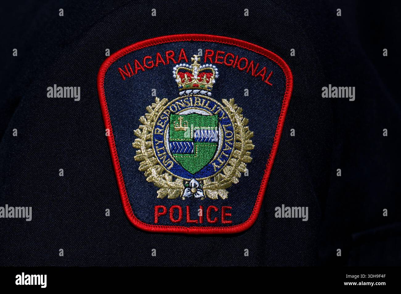 A Niagara Regional Police logo is seen in Ottawa, on Sunday, Sept. 28 ...