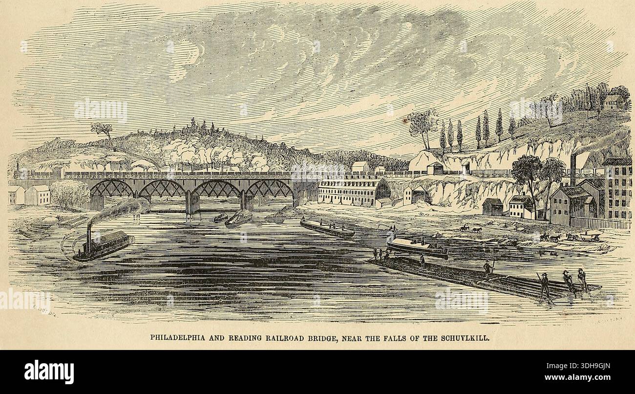 Philadelphia and Reading Railroad Bridge, near the falls of Schuykill ...