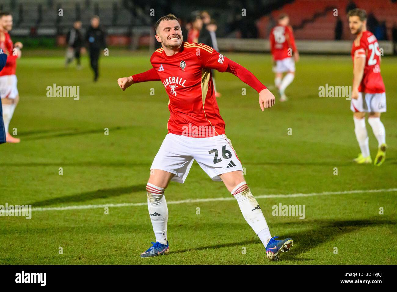 Ryan Graydon of Salford City FC celebrates the teams win over Swindon ...